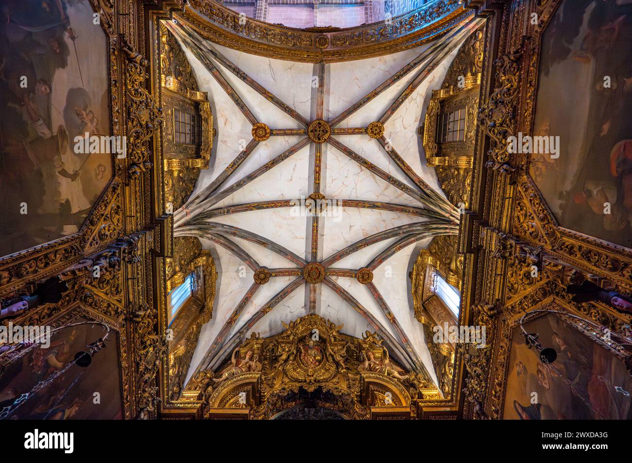 Marble ceiling with golden beams decorated with floral motifs from the ...