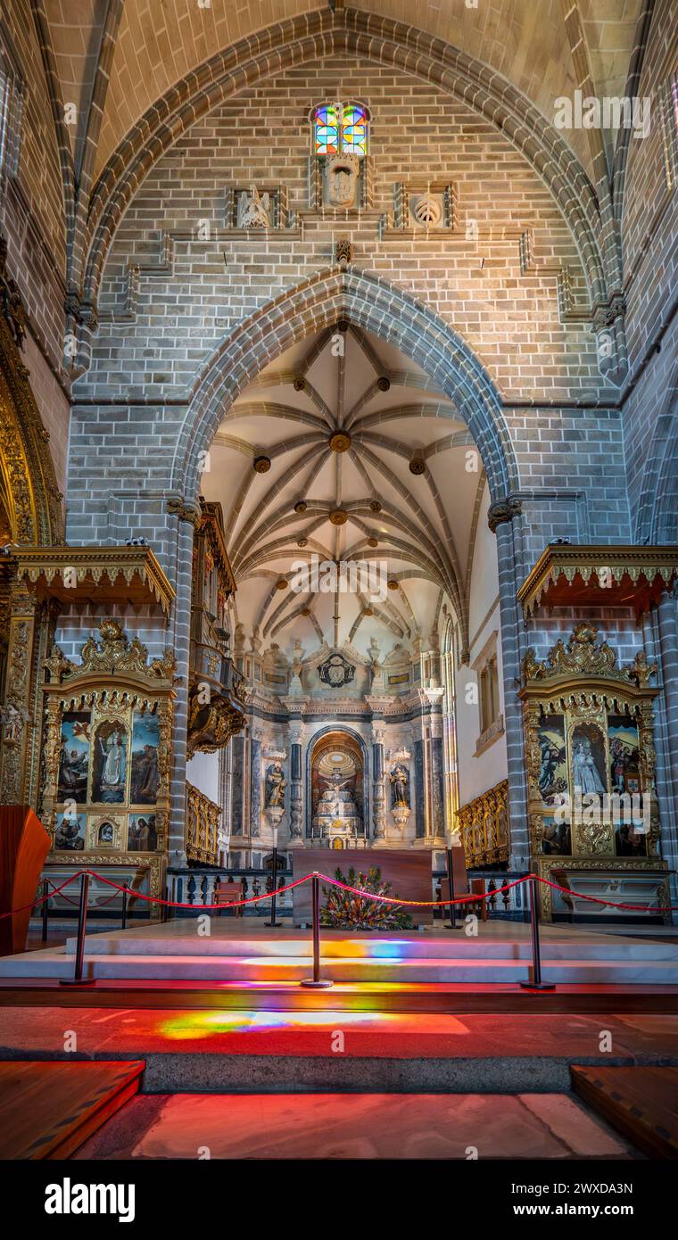 Altar and chapels inside the medieval church of San Francisco, part of ...