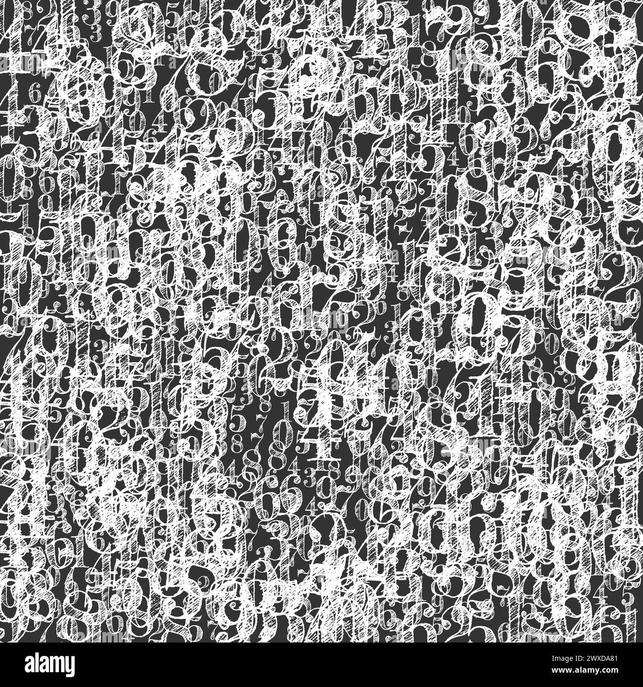 School math notebook cover. White chalk numbers floating in the air ...