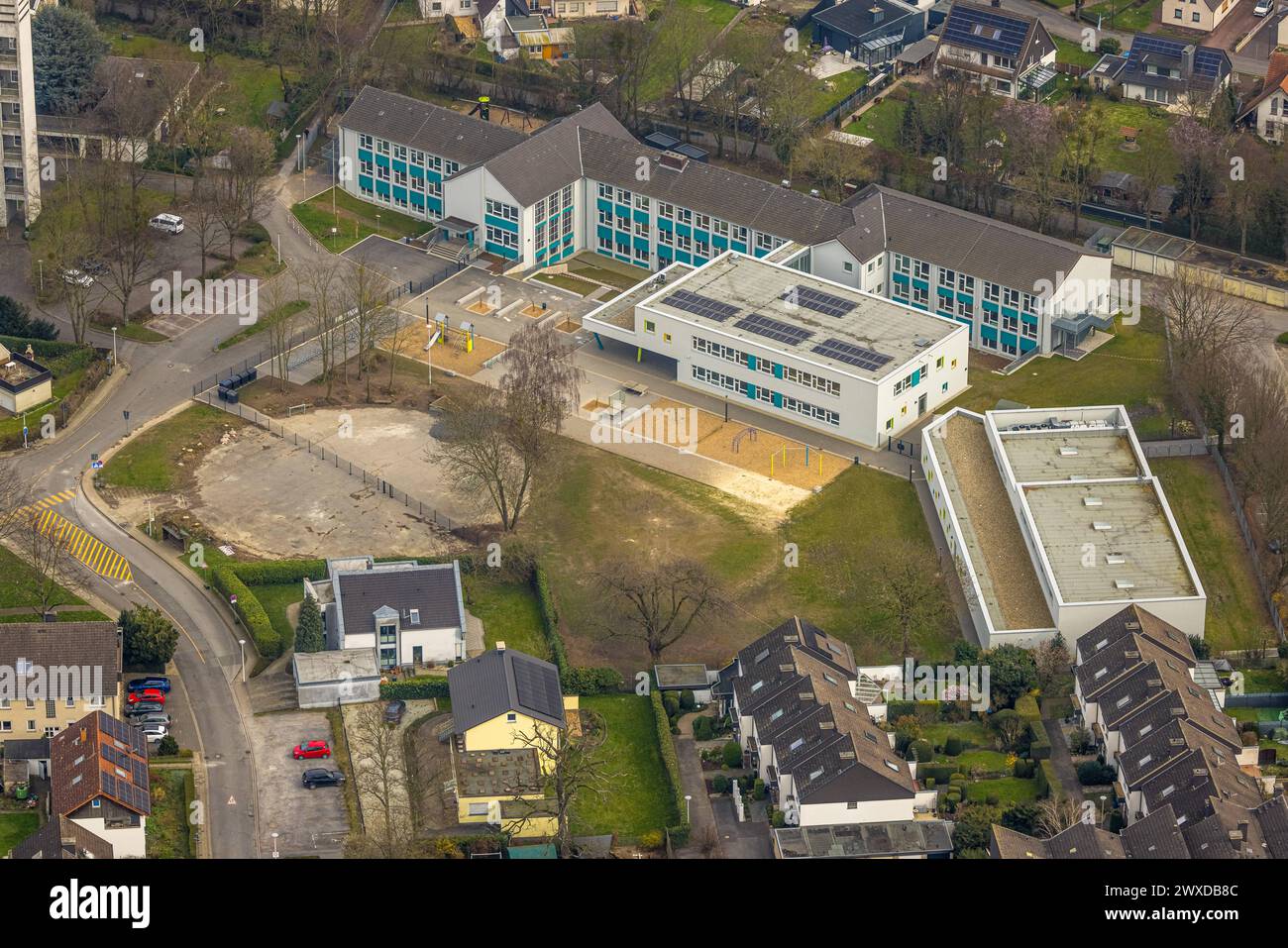 Luftbild, Baustelle, Ausbau und Umbau der Walburgisschule, Werl ...