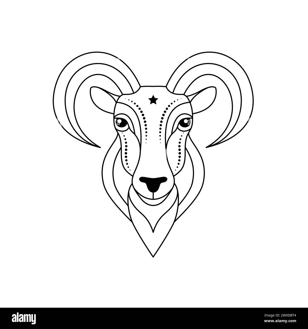 Aries zodiac sign in line art style Stock Vector Image & Art - Alamy