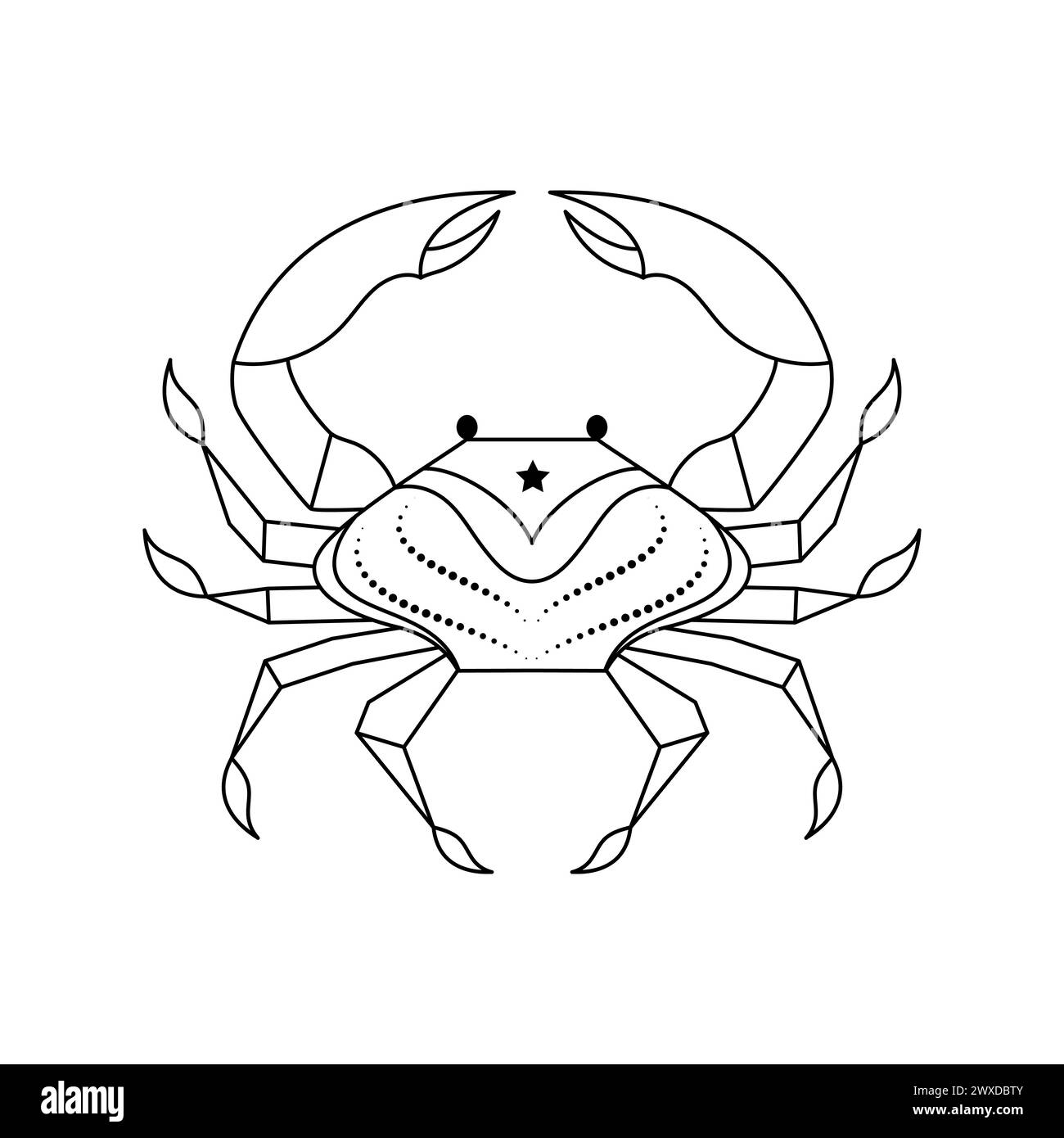 Cancer Zodiac Sign In Line Art Style Stock Vector Image And Art Alamy