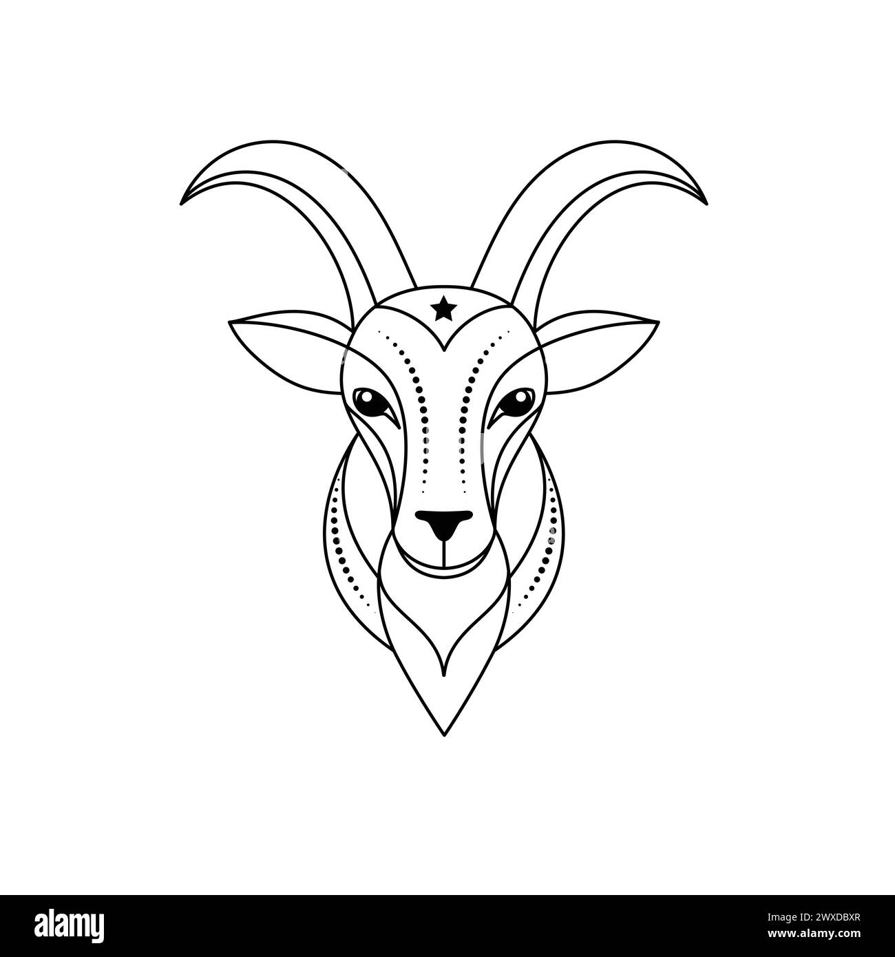 Capricorn zodiac sign in line art style Stock Vector Image & Art - Alamy