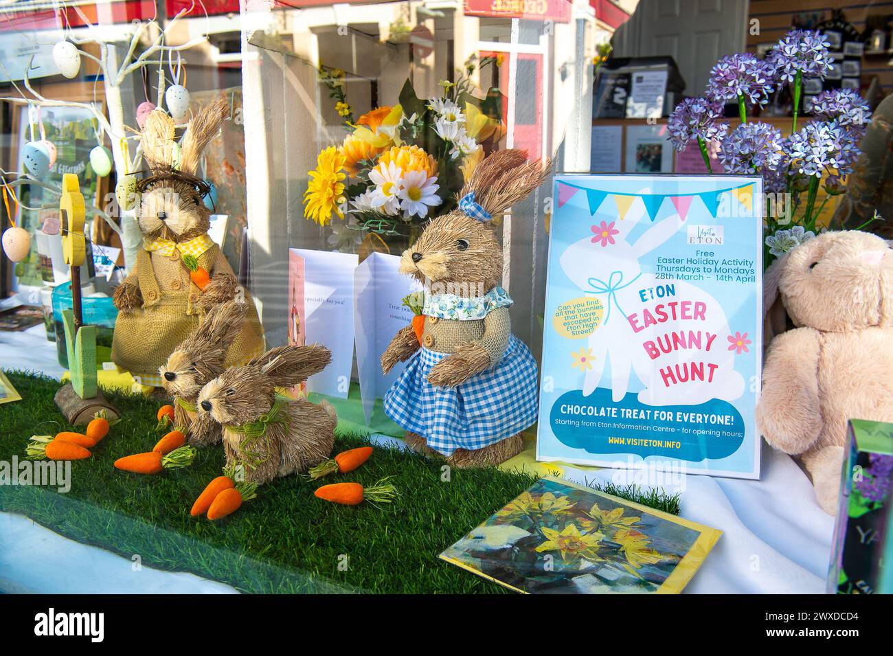 Eton, Windsor, UK. 30th March, 2024. Pretty Easter window displays in ...