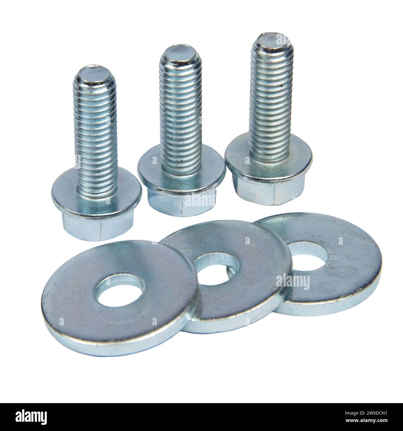 Bolts and washers over white background Stock Photo - Alamy
