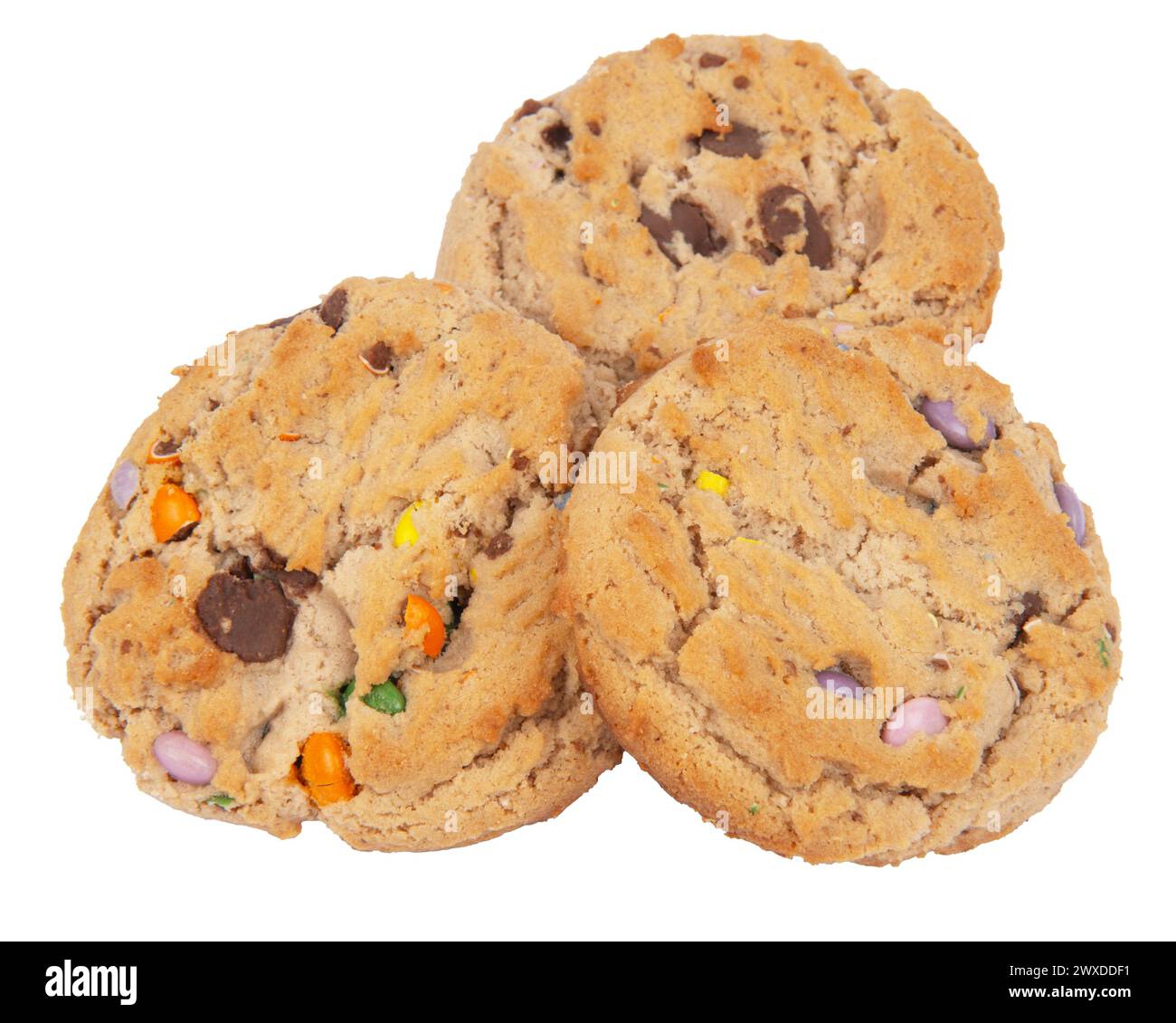 Sweet cookies with colorful candies isolated on white background Stock ...