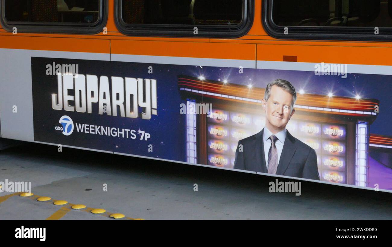 Los Angeles, California, USA 29th March 2024 Ken Jennings Jeopardy Bus ...