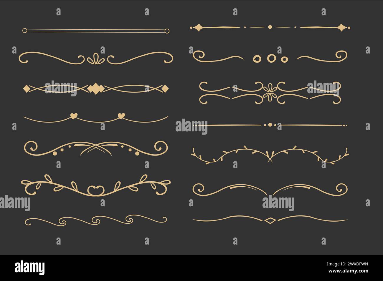 Elegant gold divider thin line classic deco border separator collection ...