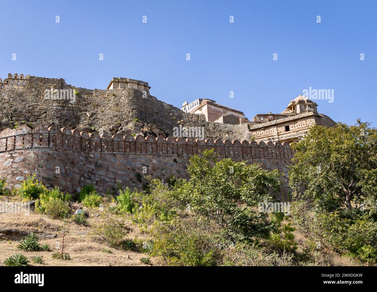ancient fort wall ruins with bright blue sky at morning image is taken ...