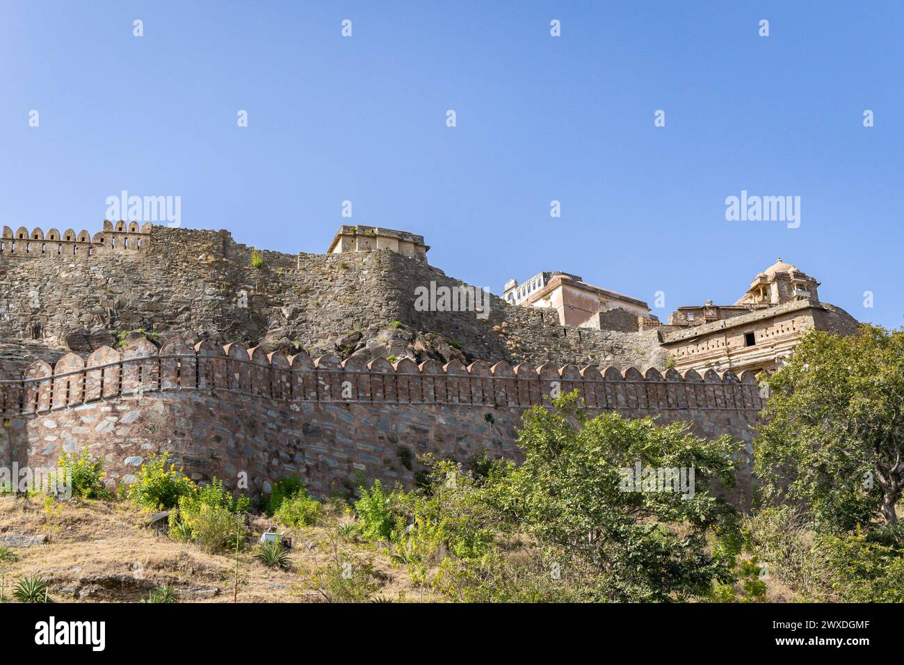 ancient fort wall ruins with bright blue sky at morning image is taken ...