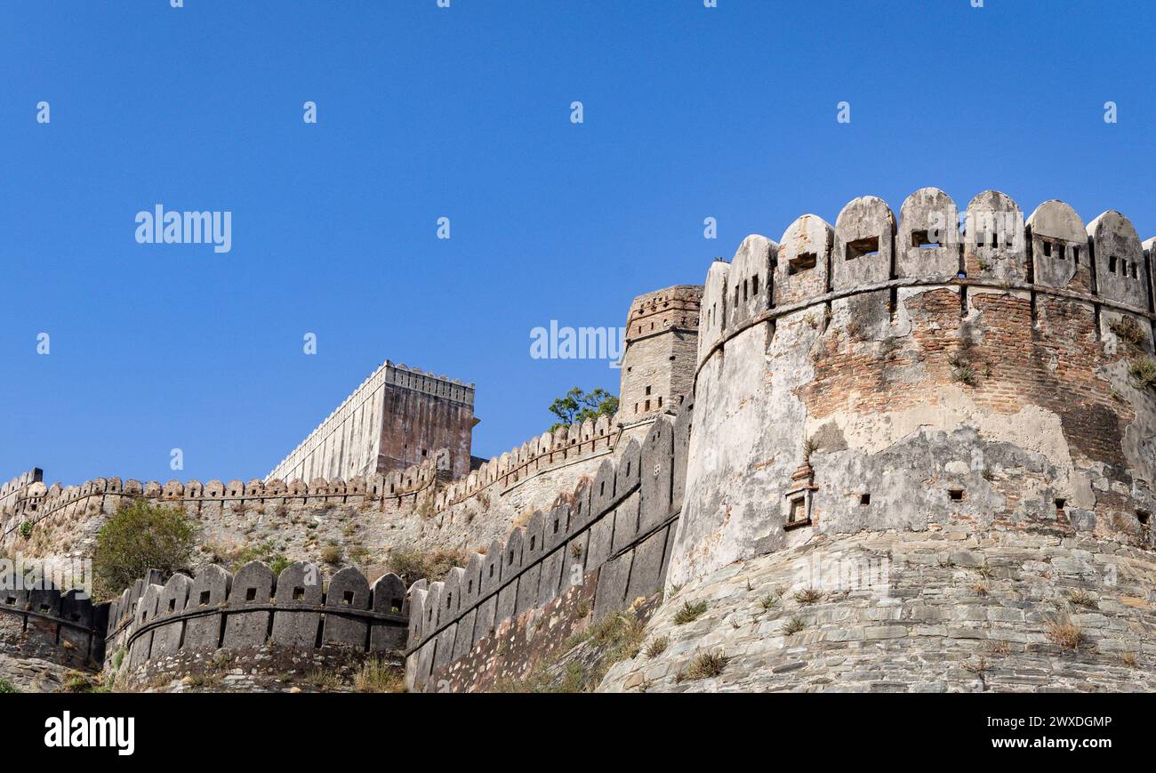 ancient fort wall ruins with bright blue sky at morning image is taken ...