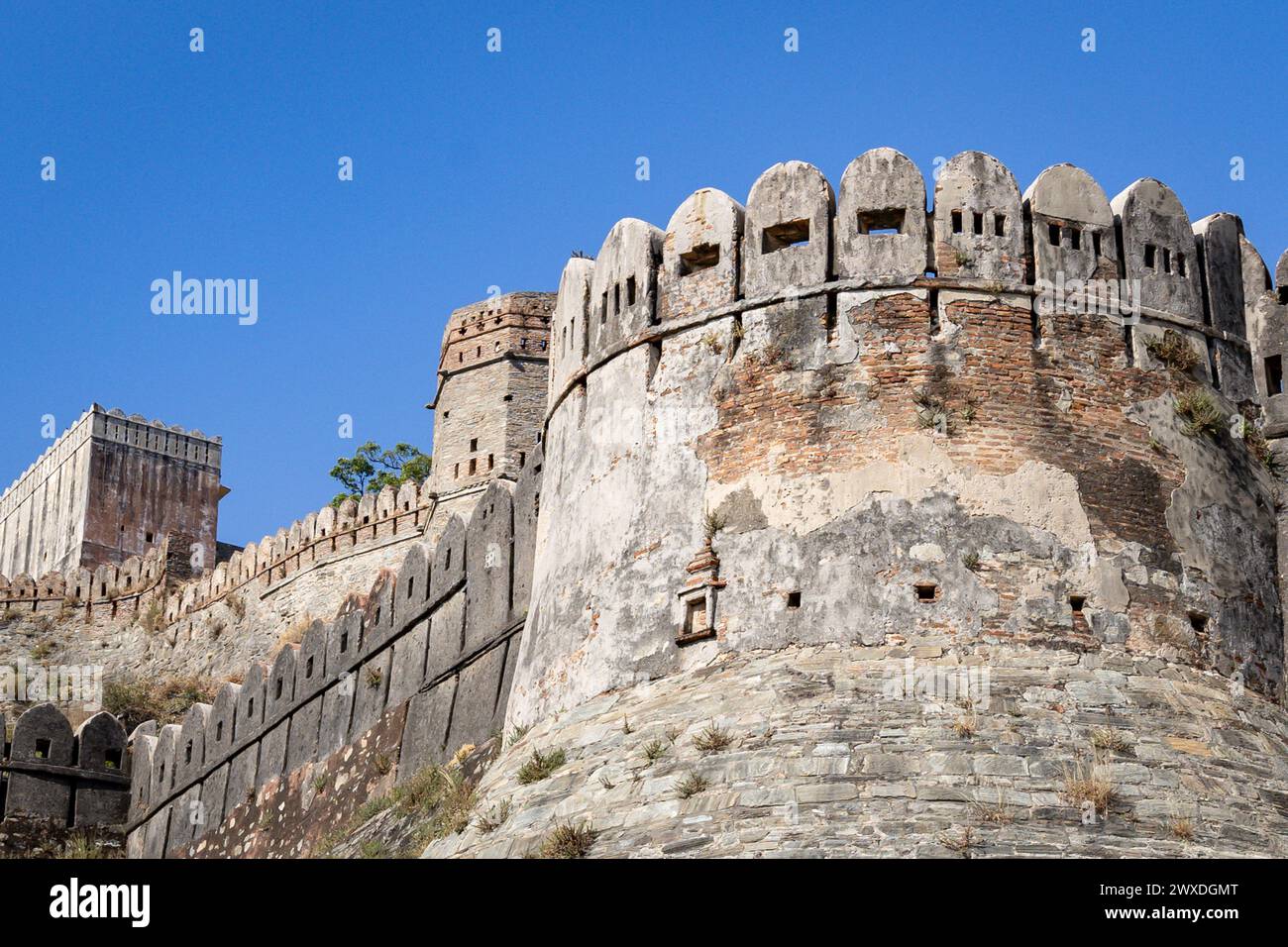 ancient fort wall ruins with bright blue sky at morning image is taken ...
