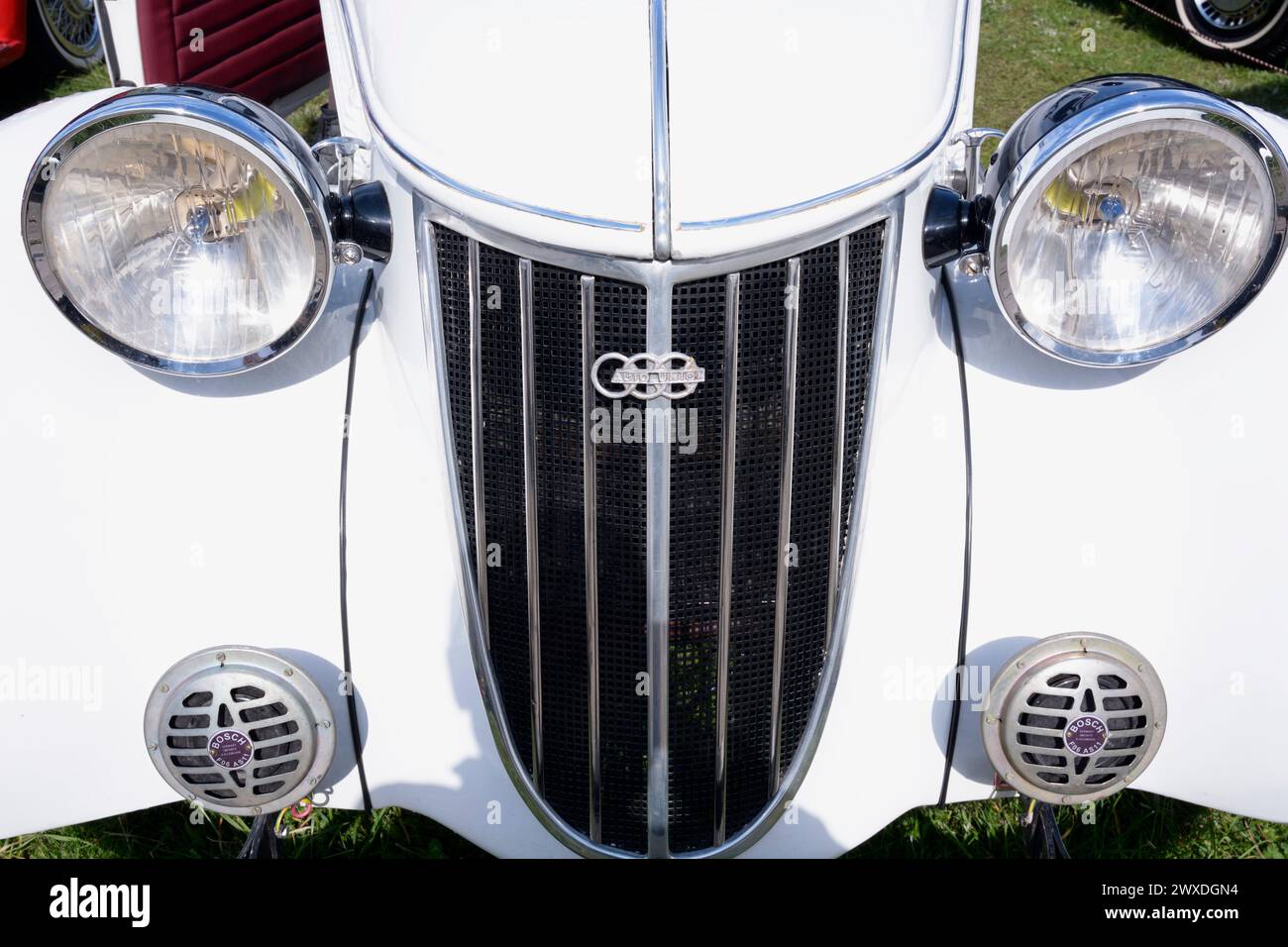 Rare vintage car Auto Union emblem. Festival OLD CAR Land. May 12, 2019 ...
