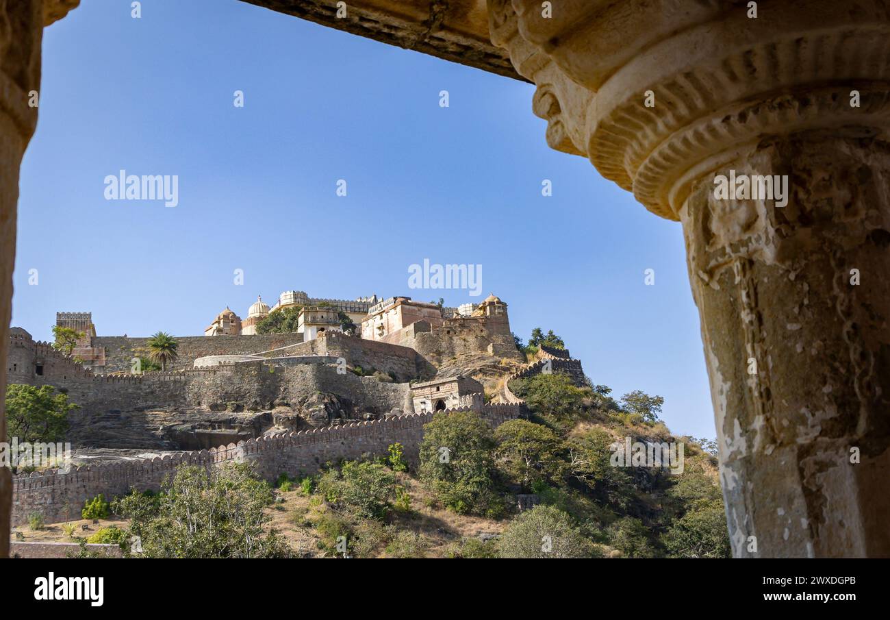 ancient fort ruins with bright blue sky from unique perspective at ...