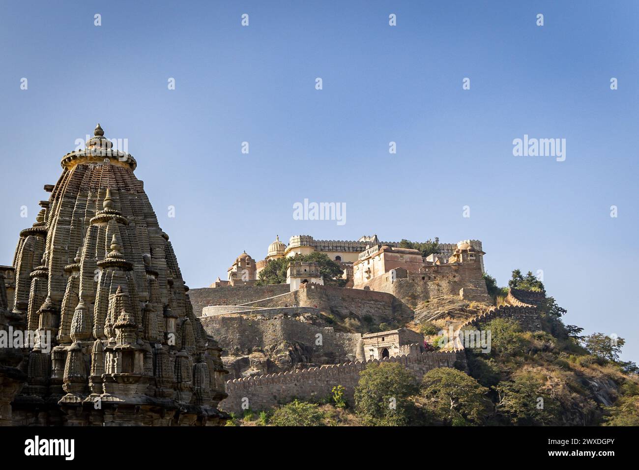 ancient fort ruins with bright blue sky from unique perspective at ...
