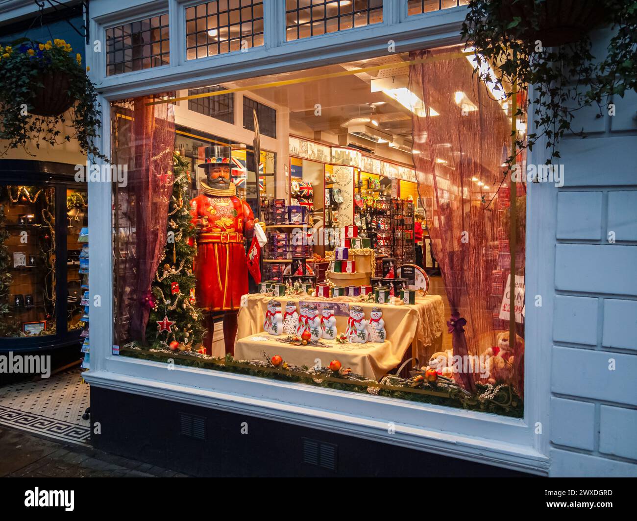 Shop window with colourful displays of tourist souvenirs and gifts in ...