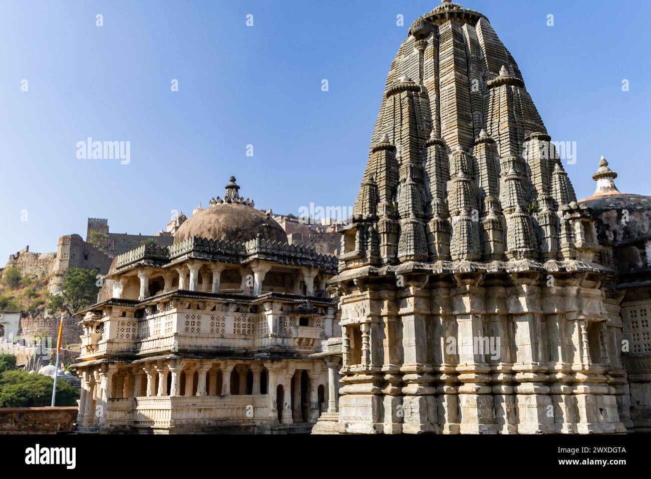 ancient temple unique architecture with bright blue sky at morning ...