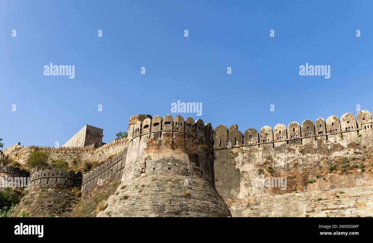 ancient fort exterior wall ruins with bright blue sky at morning image ...