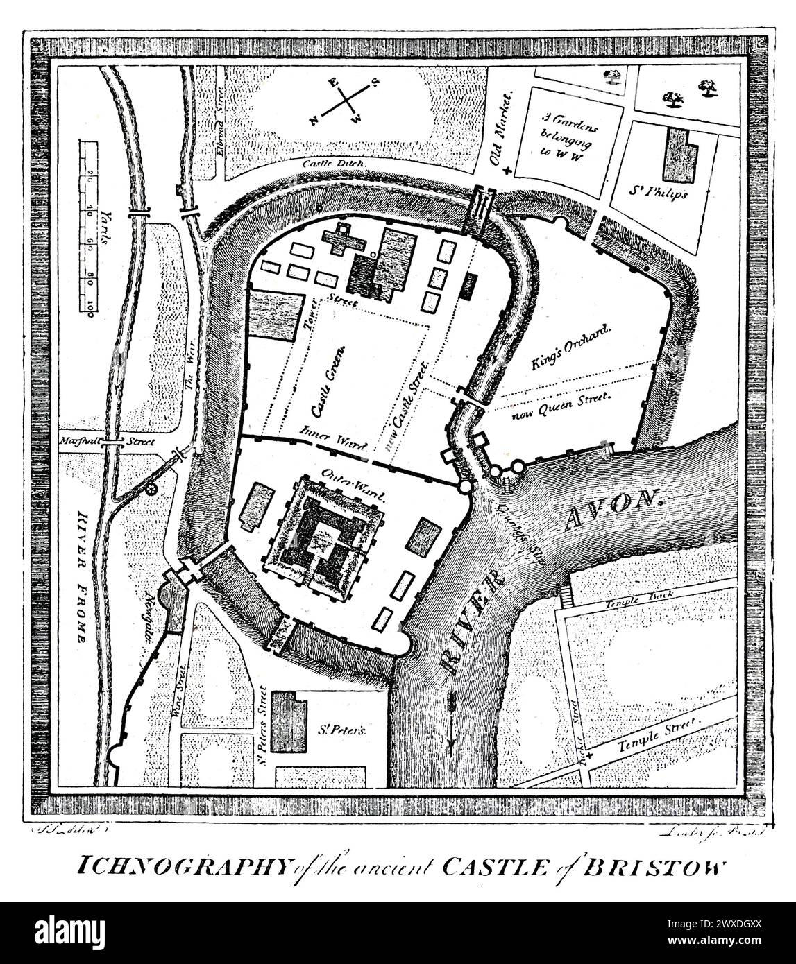Ground Plan of the ancient Bristol Castle built during the reign of ...