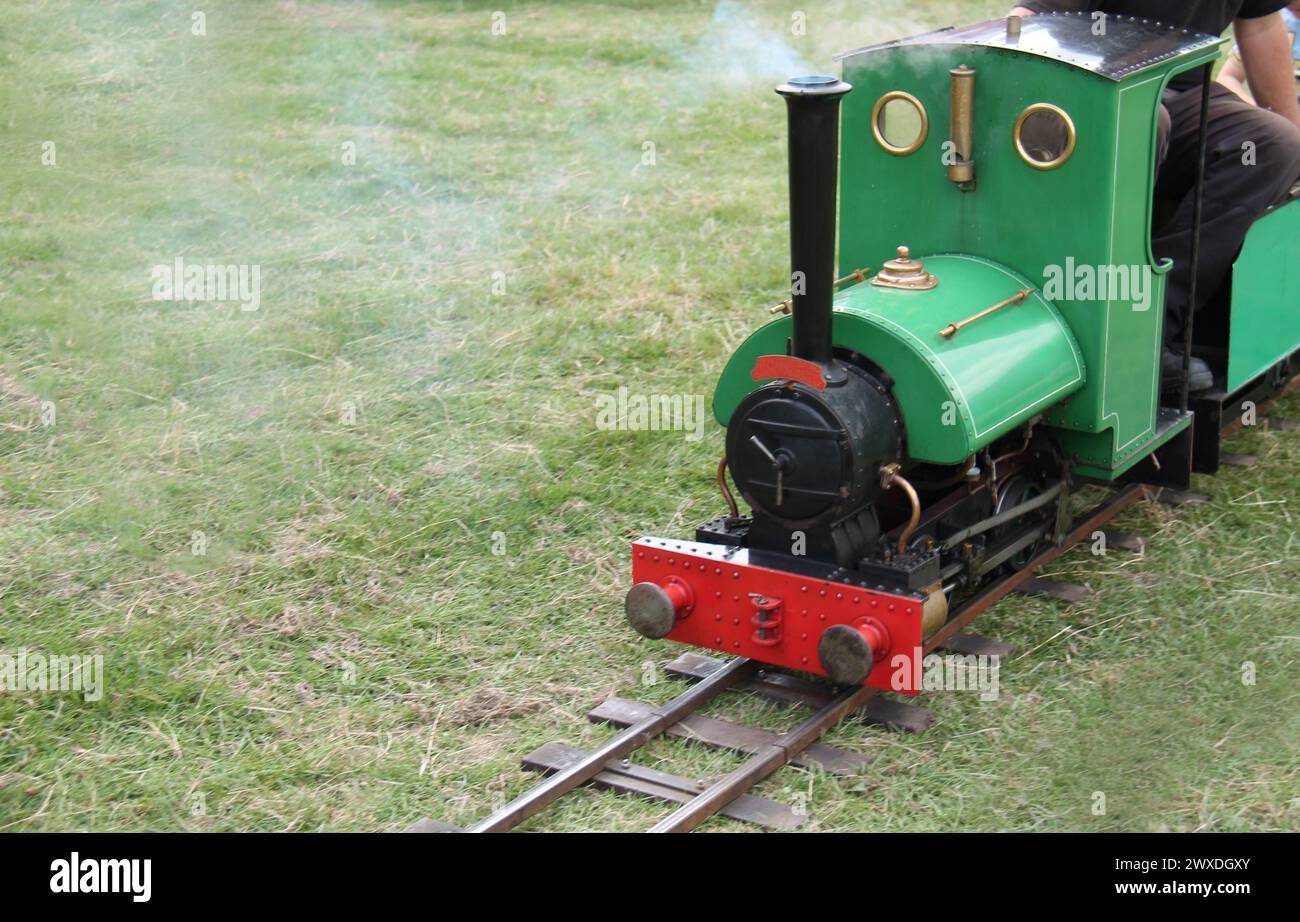 The Engine of a Miniature Railway Steam Train Stock Photo - Alamy