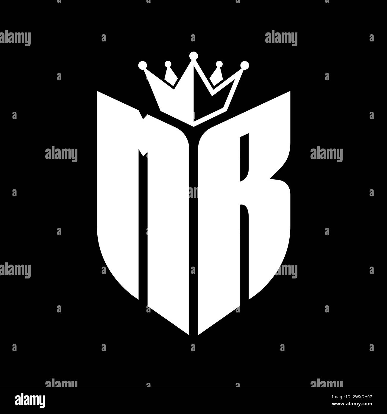 MR Letter monogram with shield shape with crown black and white color ...