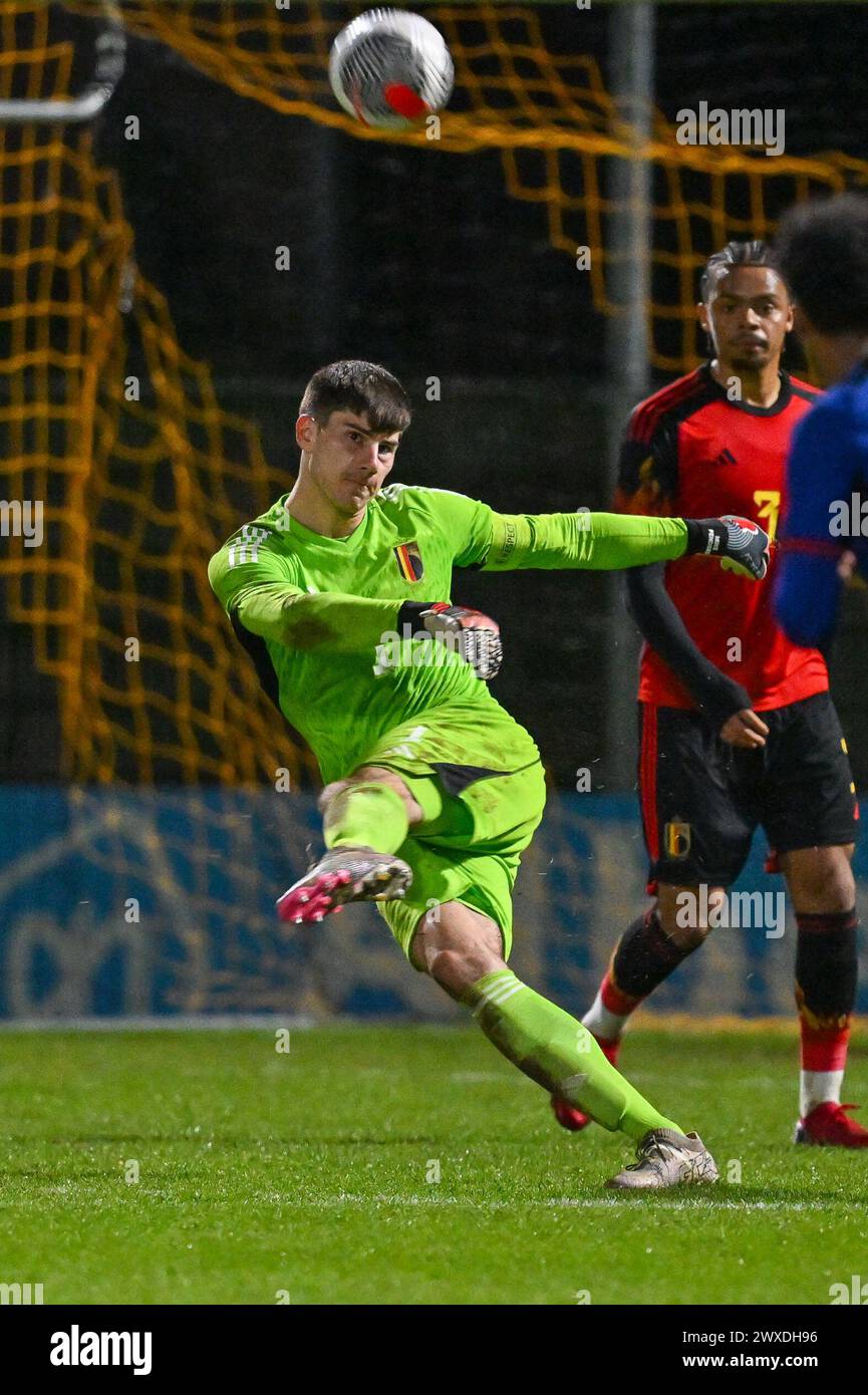 goalkeeper Mike Penders (1) of Belgium pictured during a soccer game ...