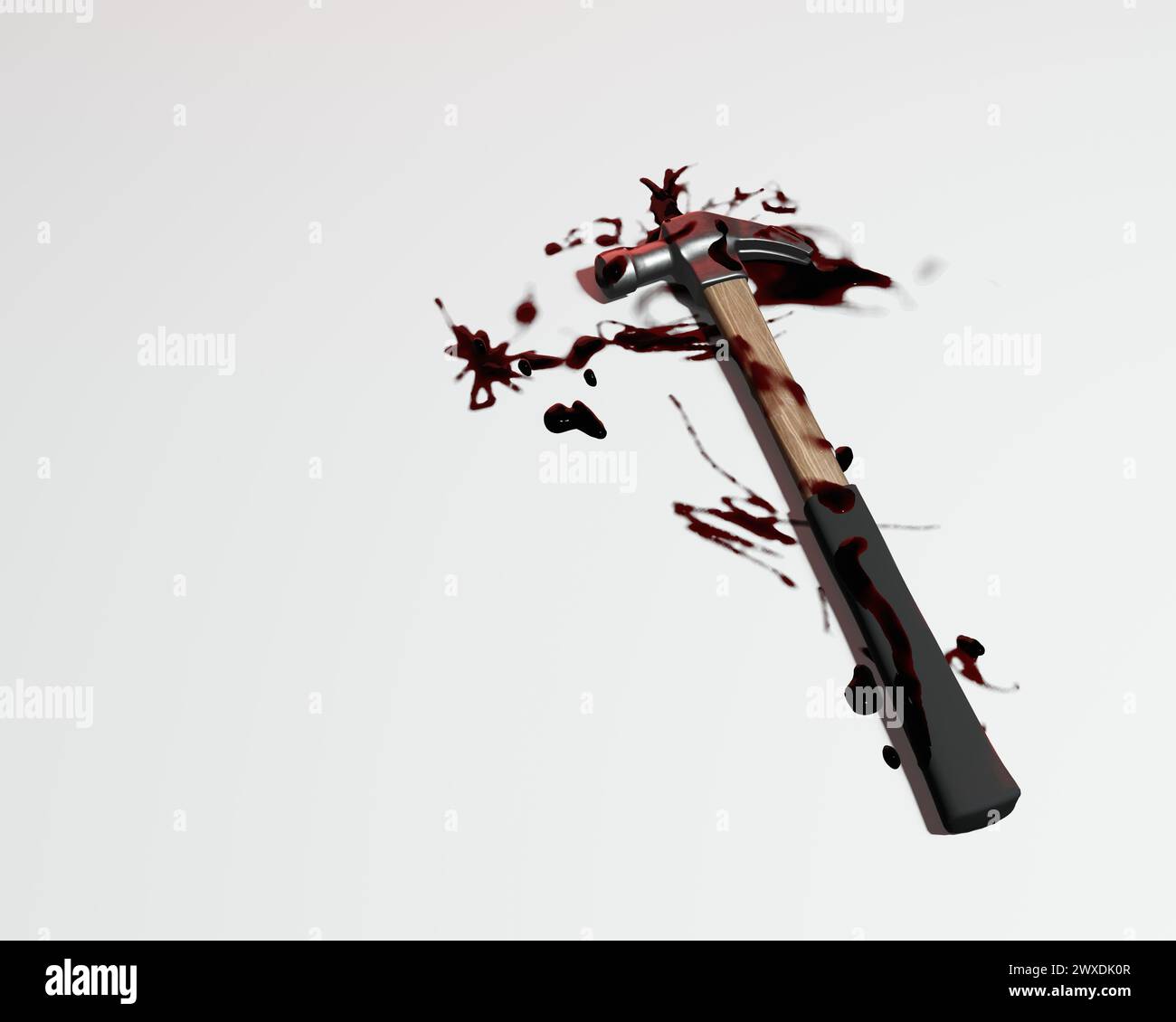 3d render of hammer with blood stain for crime scene or violence ...