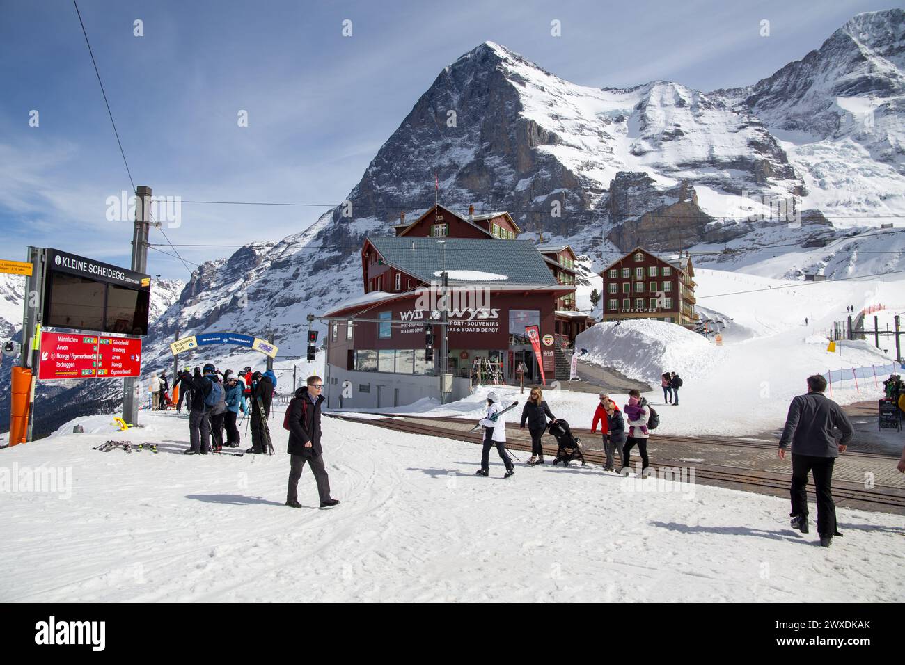 March 25, 2024, Kleine Scheidegg, Grindelwald (Switzerland): Many ...