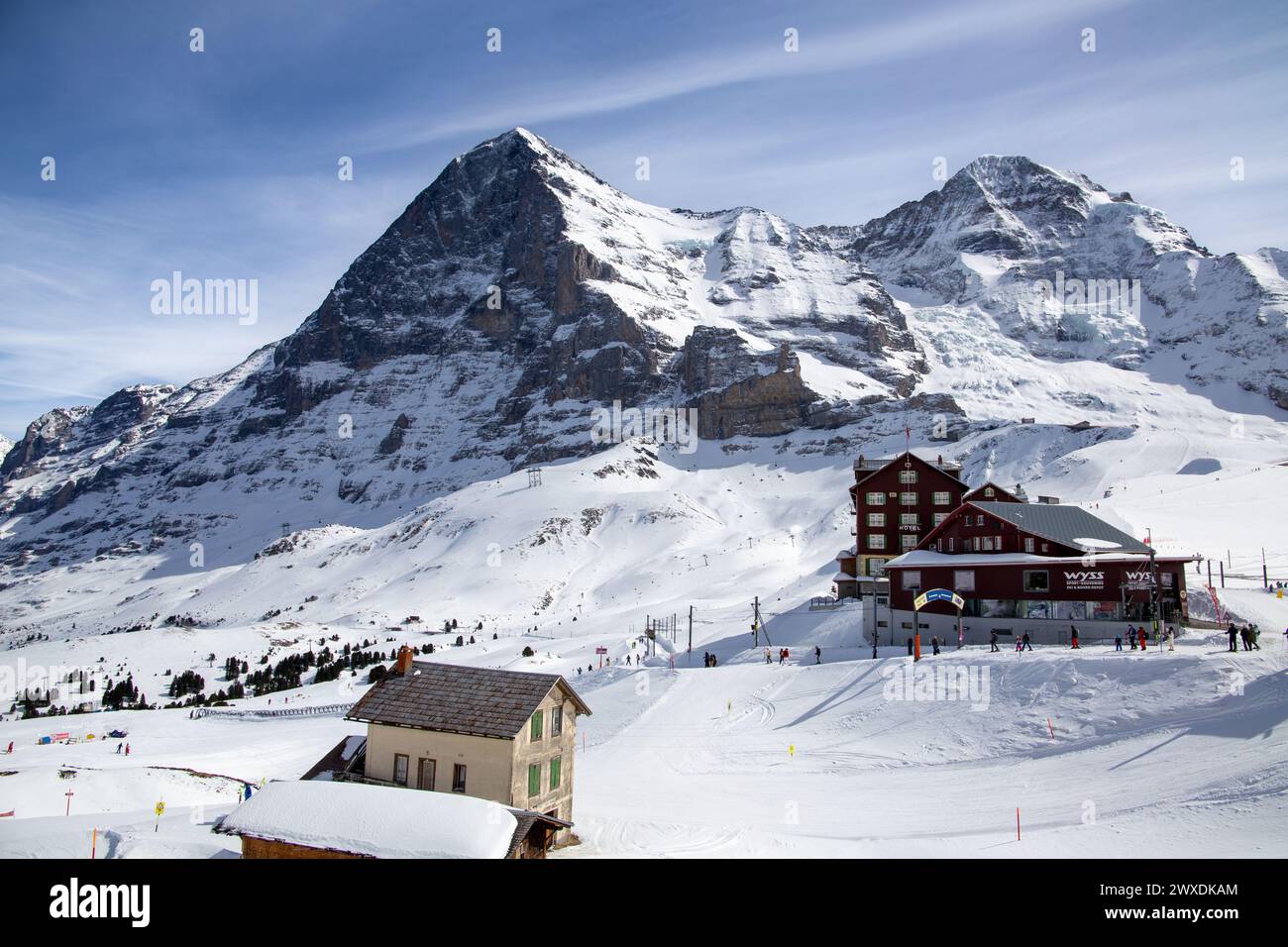 March 25, 2024, Kleine Scheidegg, Grindelwald (Switzerland): Many ...
