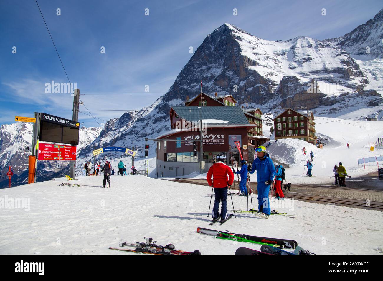 March 25, 2024, Kleine Scheidegg, Grindelwald (Switzerland): Many ...