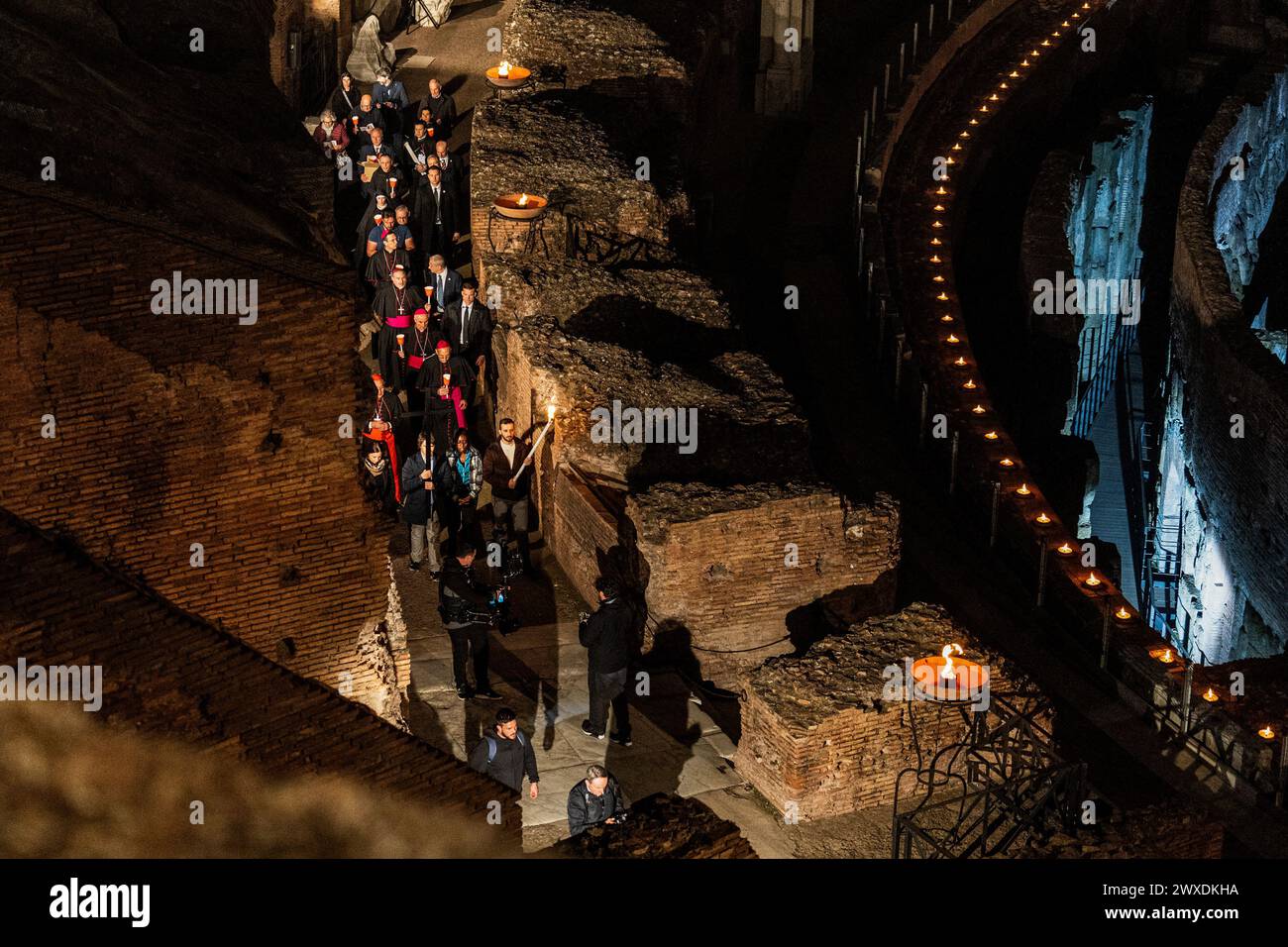 Rome, Italy. 29th Mar, 2024. The Via Crucis procession march inside the ...