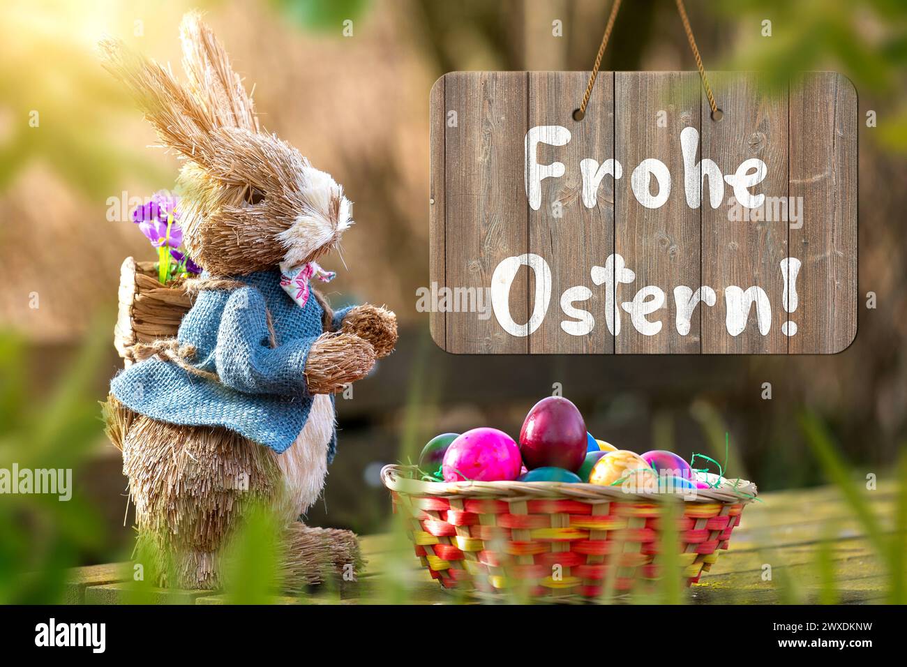 March 30, 2024: Happy Easter Easter bunny with Easter nest ...