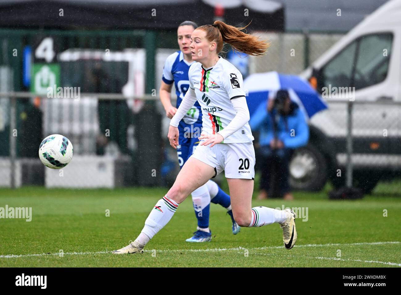 Oostakker, Belgium. 30th Mar, 2024. Nikee Van Dijk (20) of OHL pictured ...