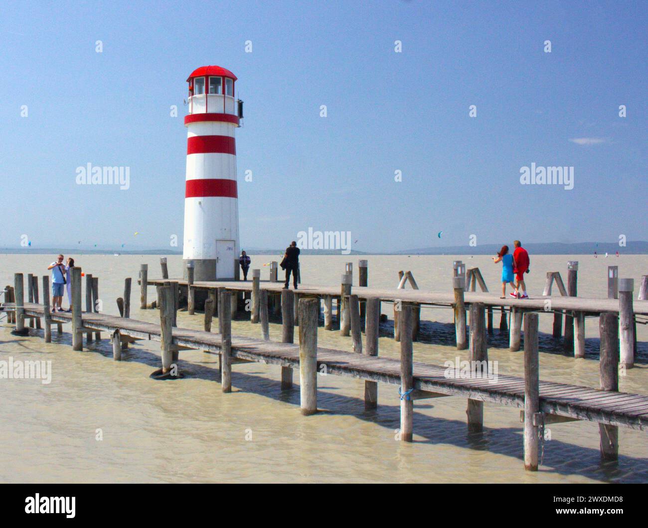 Lighthouse and jetty at Neusiedler See in Austria Stock Photo - Alamy
