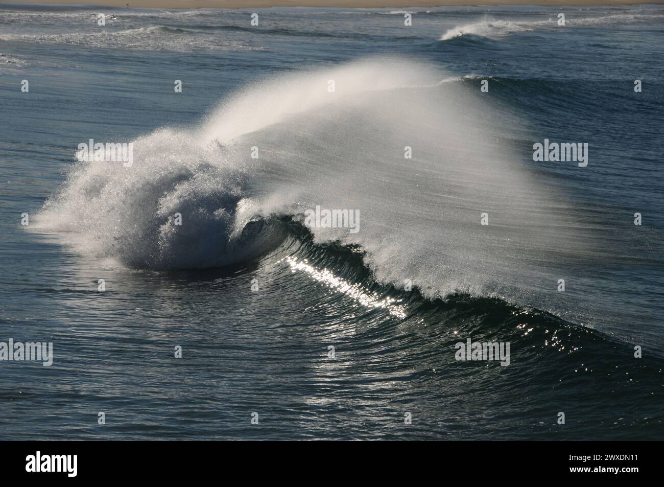 Blowback from Breaking Wave Stock Photo - Alamy