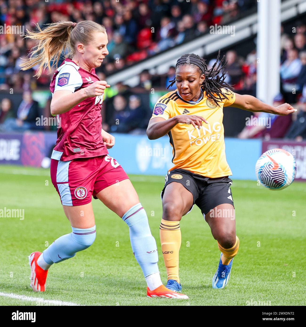 Walsall, UK. 30th Mar, 2024. Aston Villa's Noelle Maritz & Leicester's ...