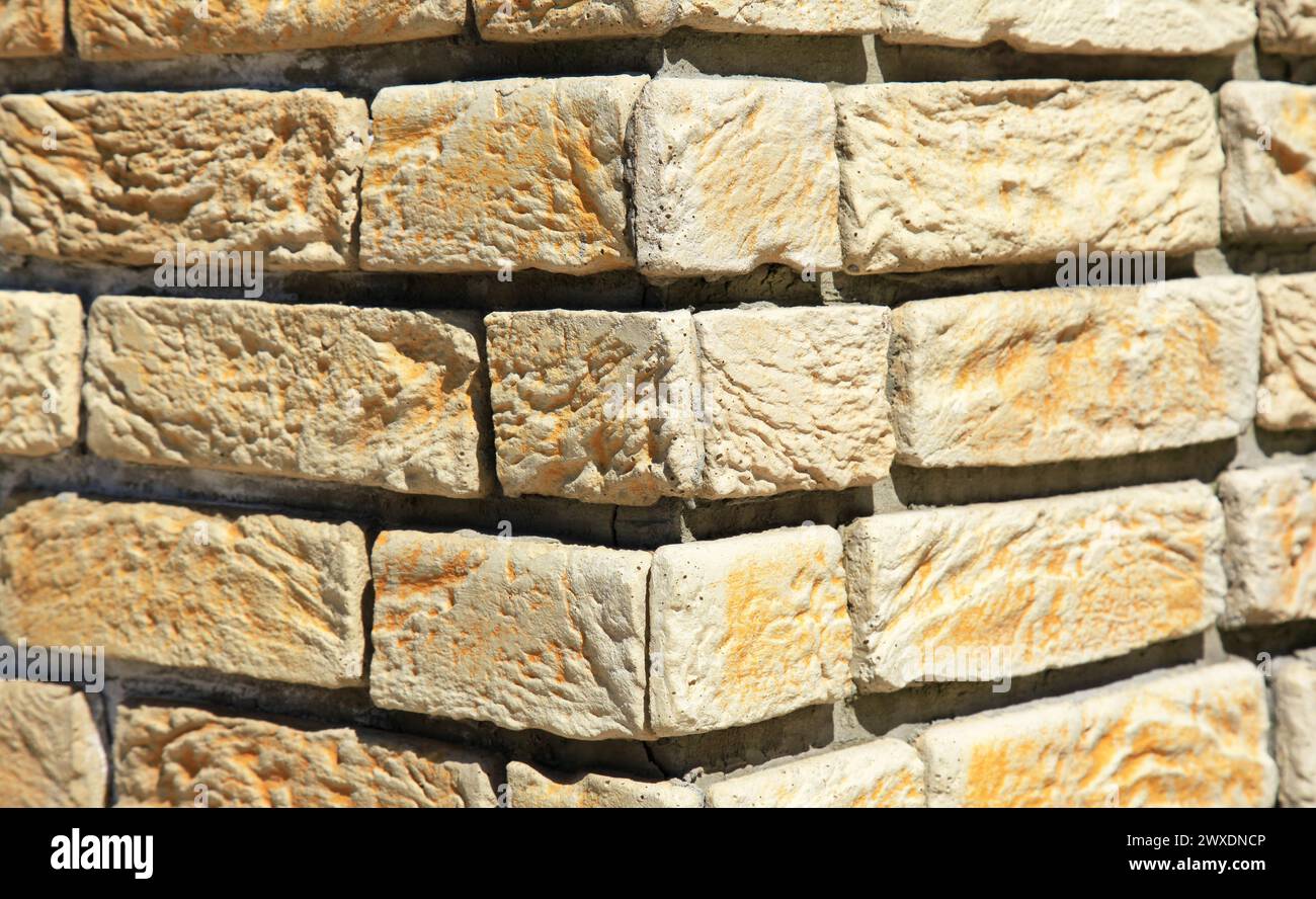 Curved texture and background of brick wall. Structural masonry surface ...
