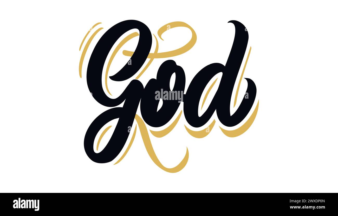 God - calligraphic inscription on a white background. Vector ...