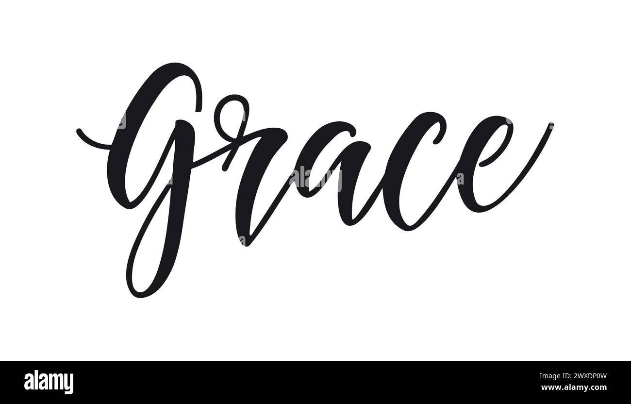 Hand drawn word Grace. Greeting quote. Ink illustration. Modern brush ...