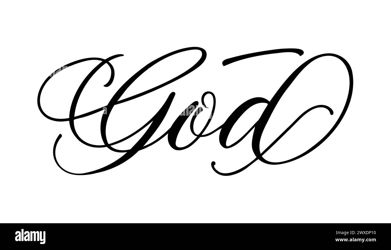 God - calligraphic inscription on a white background. Vector ...