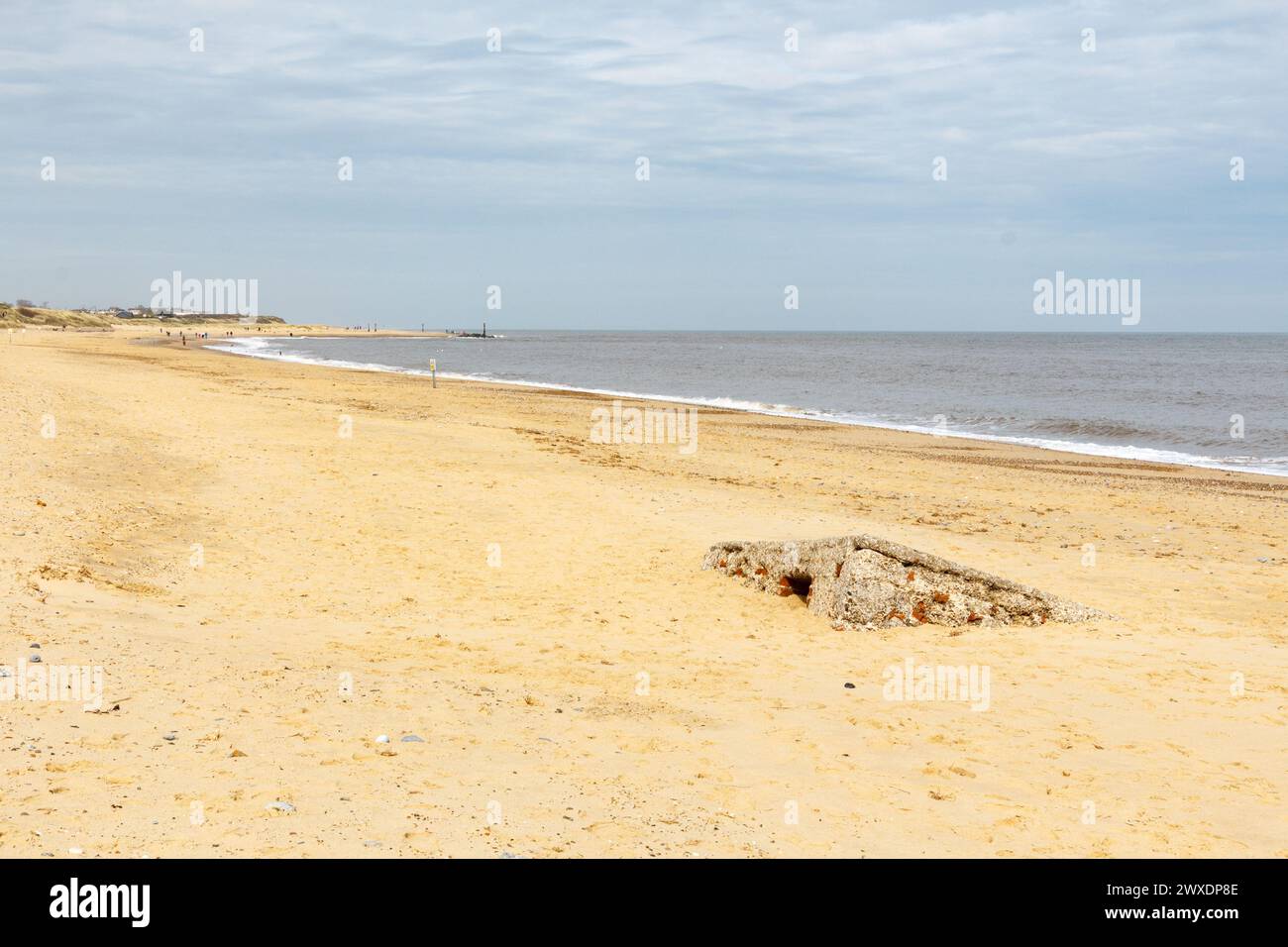 The beach and pillbox at Caister on Sea, Norfolk Stock Photo - Alamy