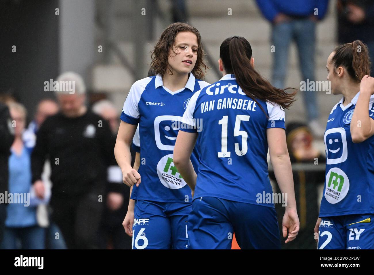 Oostakker, Belgium. 30th Mar, 2024. Fleur Van Daele (16) of AA Gent ...