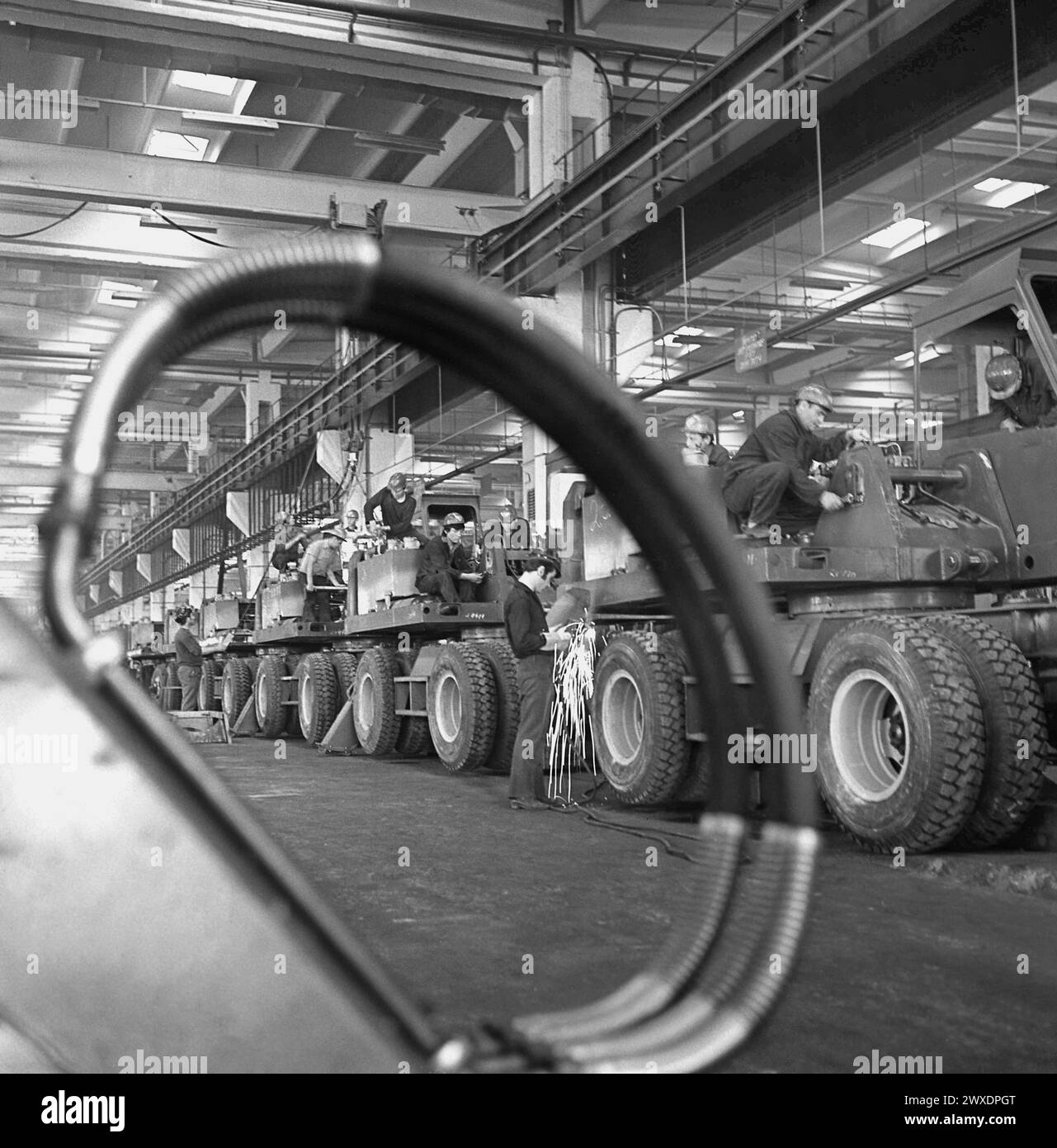 Socialist Republic of Romania in the 1970s. Workers in a state-owned ...
