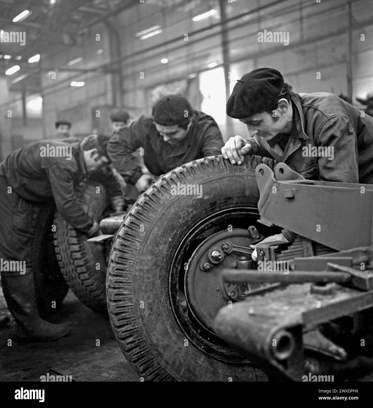 Socialist Republic of Romania in the 1970s. Workers in a state-owned ...