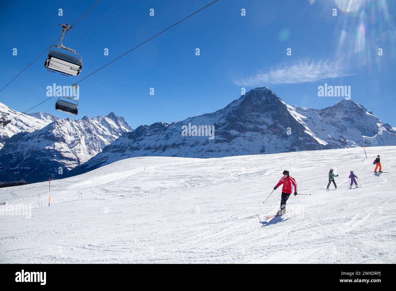 March 25, 2024: Skiing against the backdrop of the north face of the ...