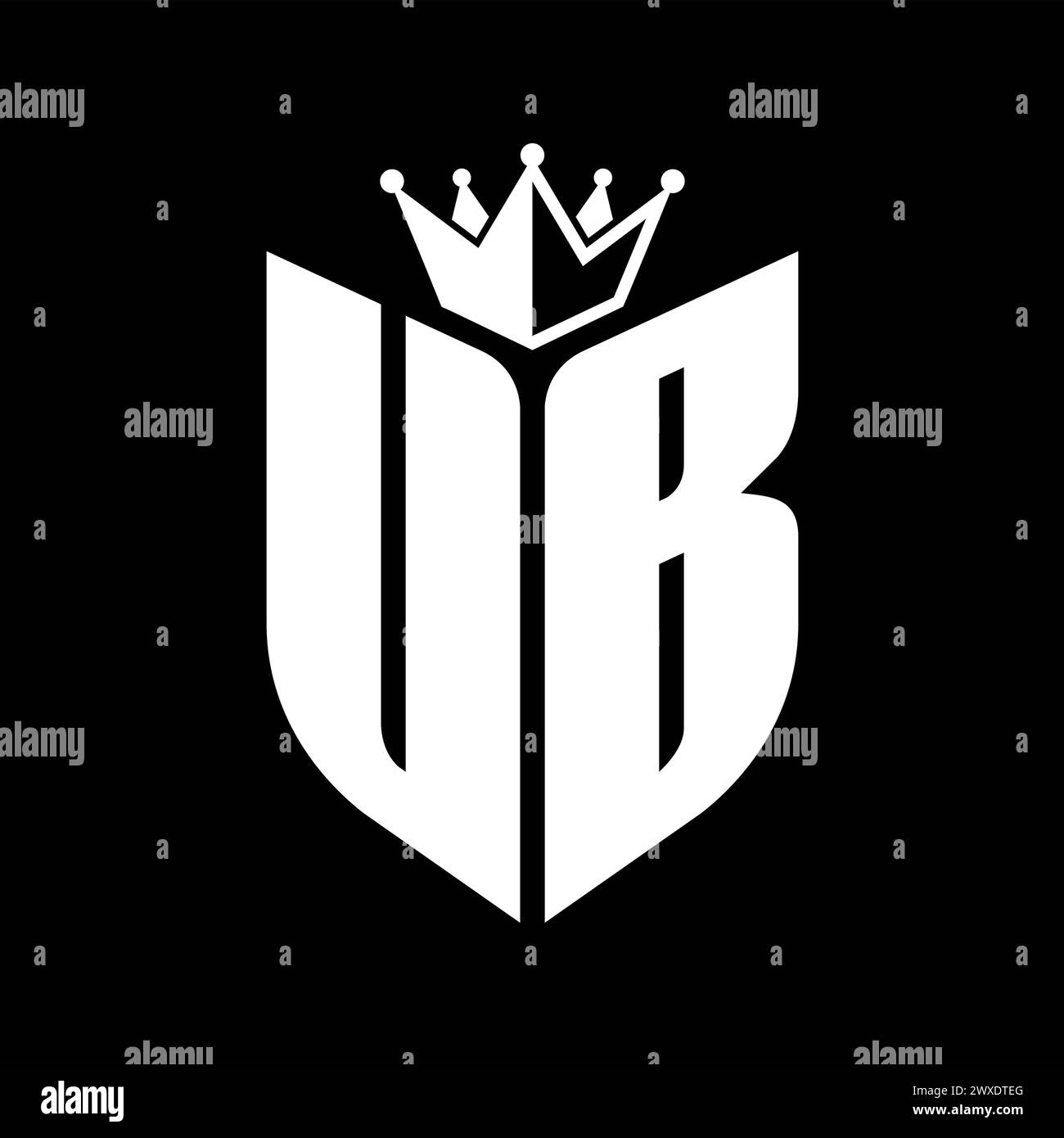 UB Letter monogram with shield shape with crown black and white color ...