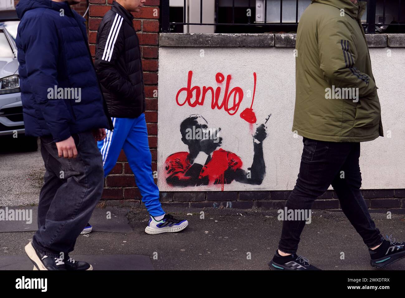Graffiti featuring Nottingham Forest's Danilo outside the ground ahead ...