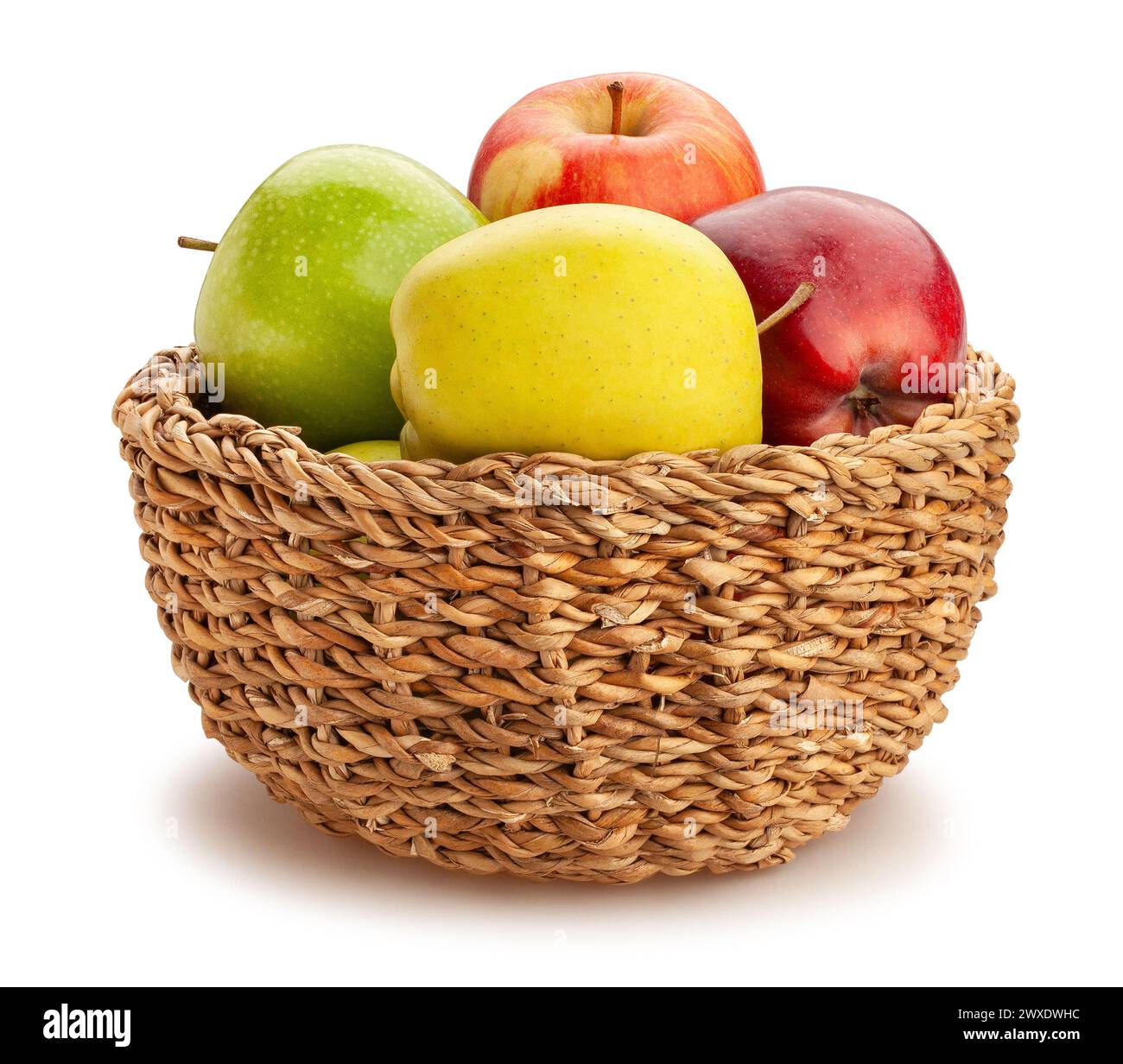 apples mix basket path isolated on white Stock Photo - Alamy