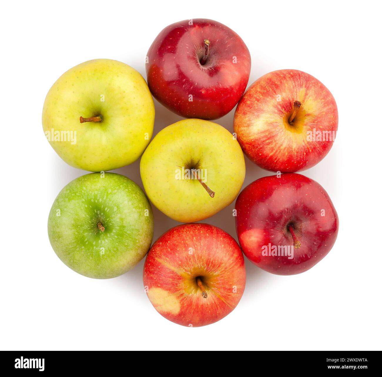 apples mix path isolated on whitetop view Stock Photo - Alamy
