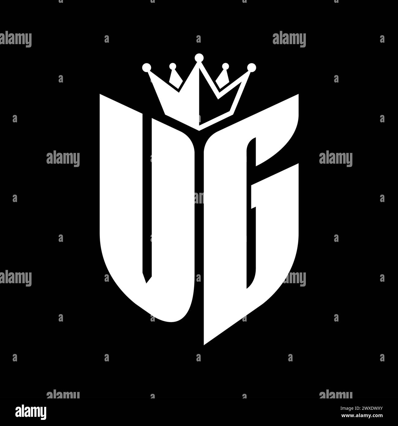 VG Letter monogram with shield shape with crown black and white color ...
